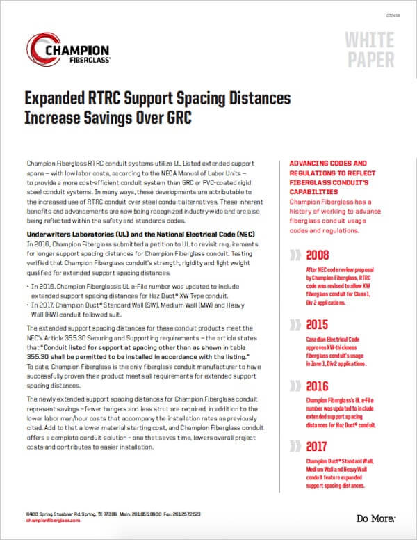 Expanded RTRC Support Spacing Distances Increase Savings Over GRC ...